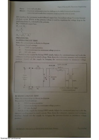 ELECTRICAL MACHINE LAB MANUAL PART 1 | PDF