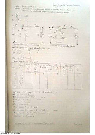 ELECTRICAL MACHINE LAB MANUAL PART 1 | PDF