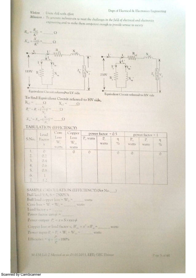 ELECTRICAL MACHINE LAB MANUAL PART 1 | PDF