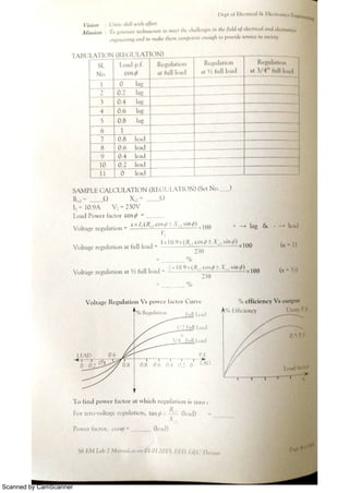 ELECTRICAL MACHINE LAB MANUAL PART 1 | PDF
