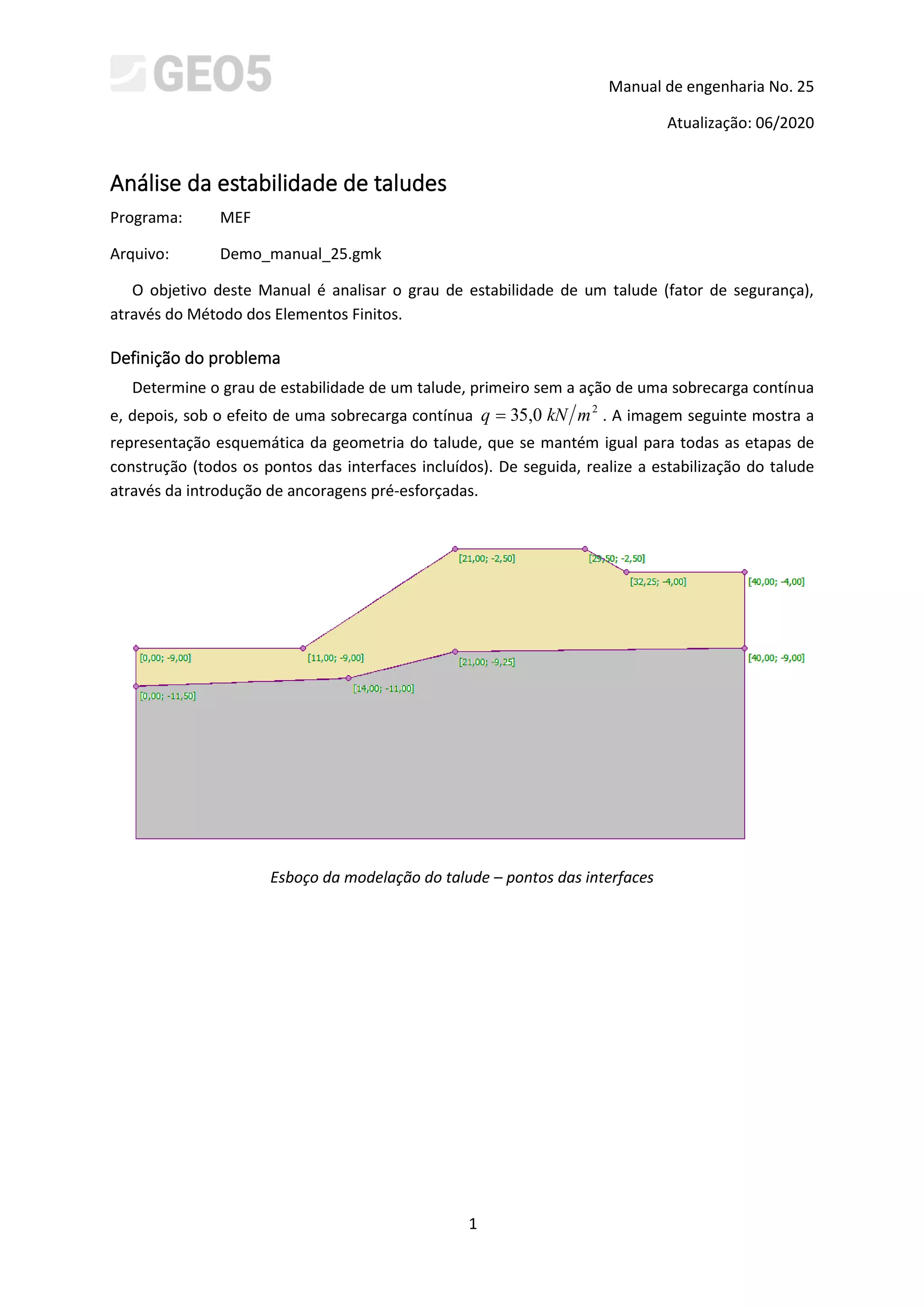 Manual No.25 - Análise da estabilidade de taludes | PDF