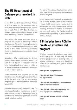 9 Principles of an Effective PM Program based on Reliability Centered ...