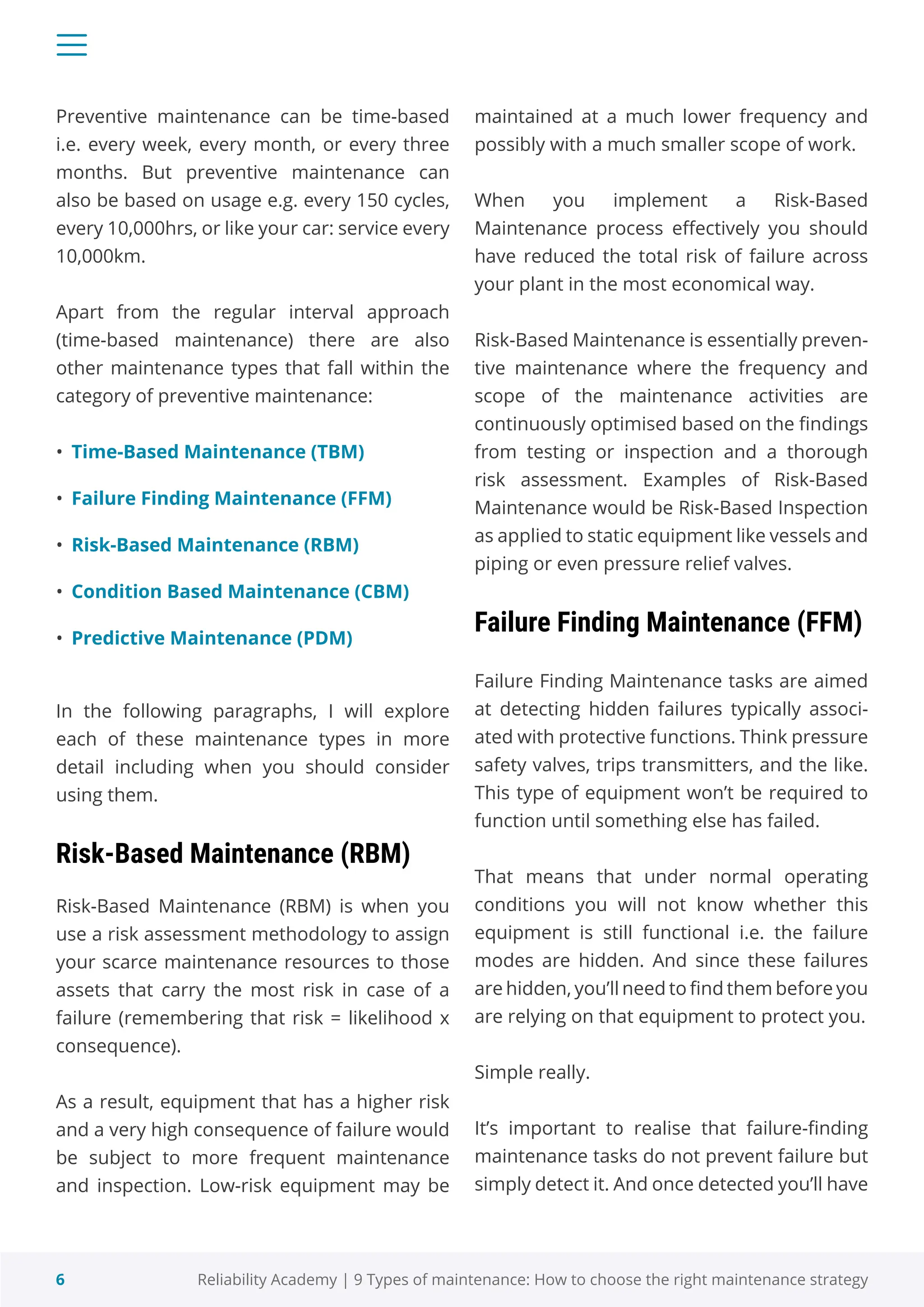 9 Types of maintenance: How to choose the right maintenance strategy | PDF
