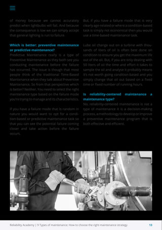 9 Types of maintenance: How to choose the right maintenance strategy | PDF