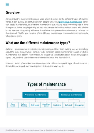 9 Types of maintenance: How to choose the right maintenance strategy | PDF