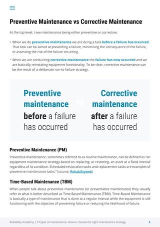 9 Types of maintenance: How to choose the right maintenance strategy | PDF