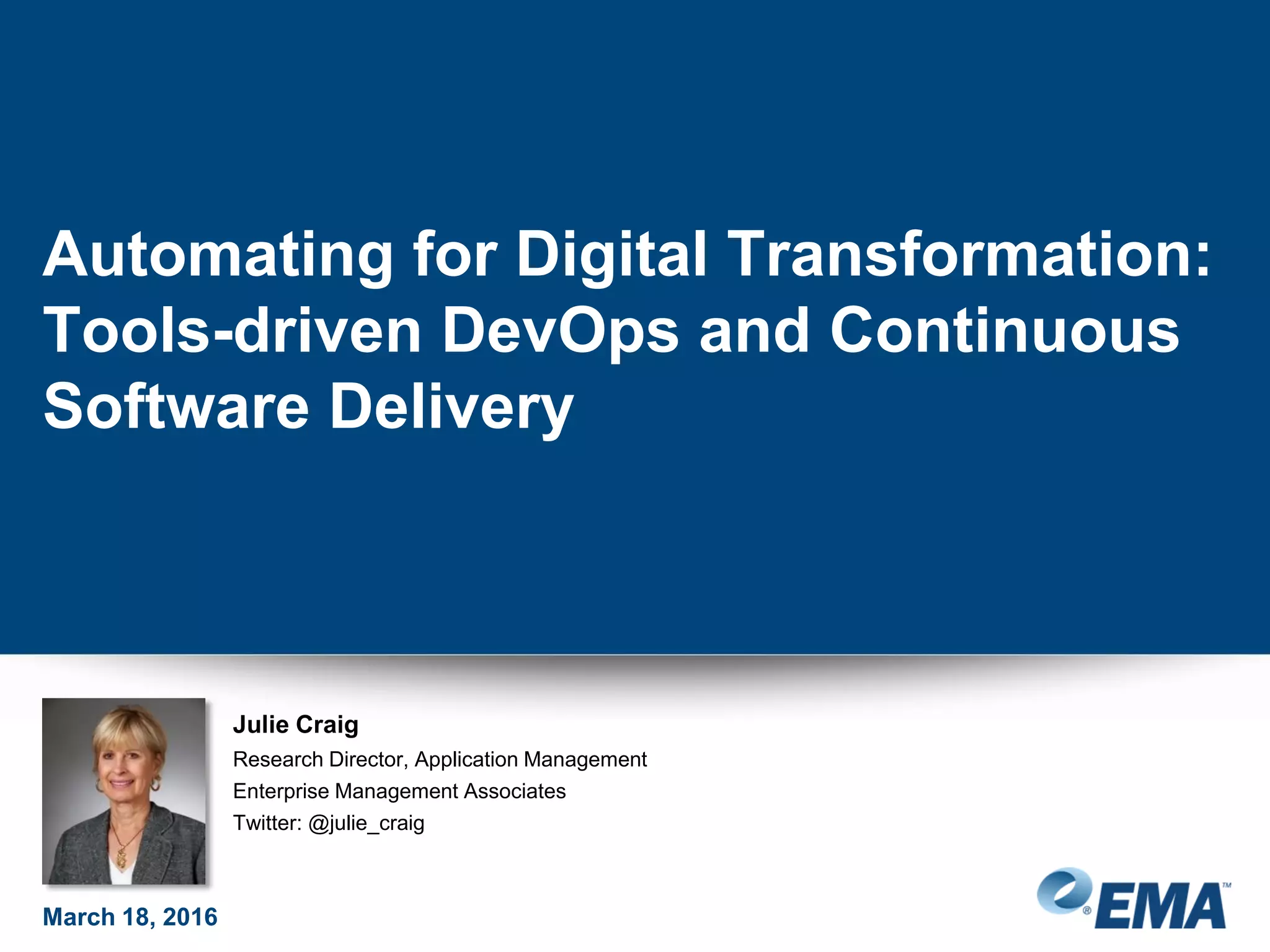 Automating For Digital Transformation Tools Driven Devops And Continuous Software Delivery Ppt