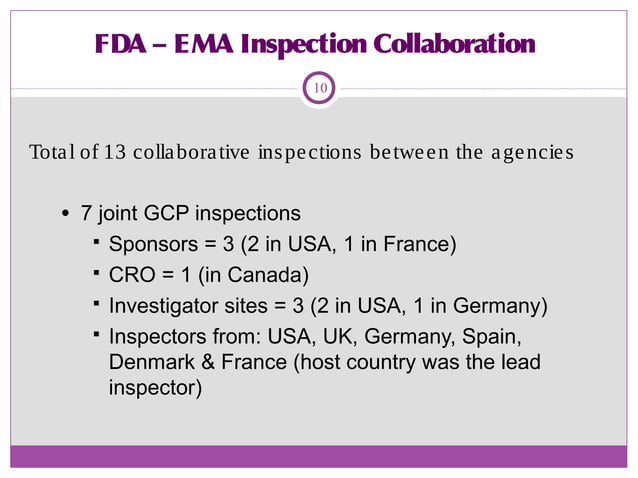 Ema fda joint inspections | PPT | Pharmaceutical Industry | Industries