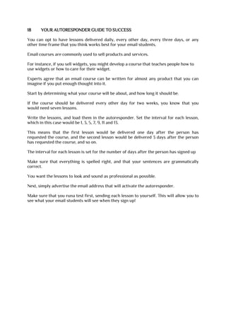 Your Autoresponder Guide To Success Part 1 | PDF