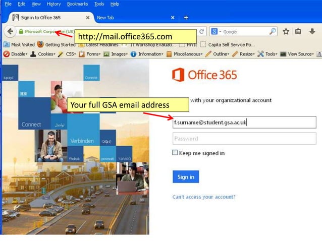 logging in to GSA email | PPTX | Email | Internet
