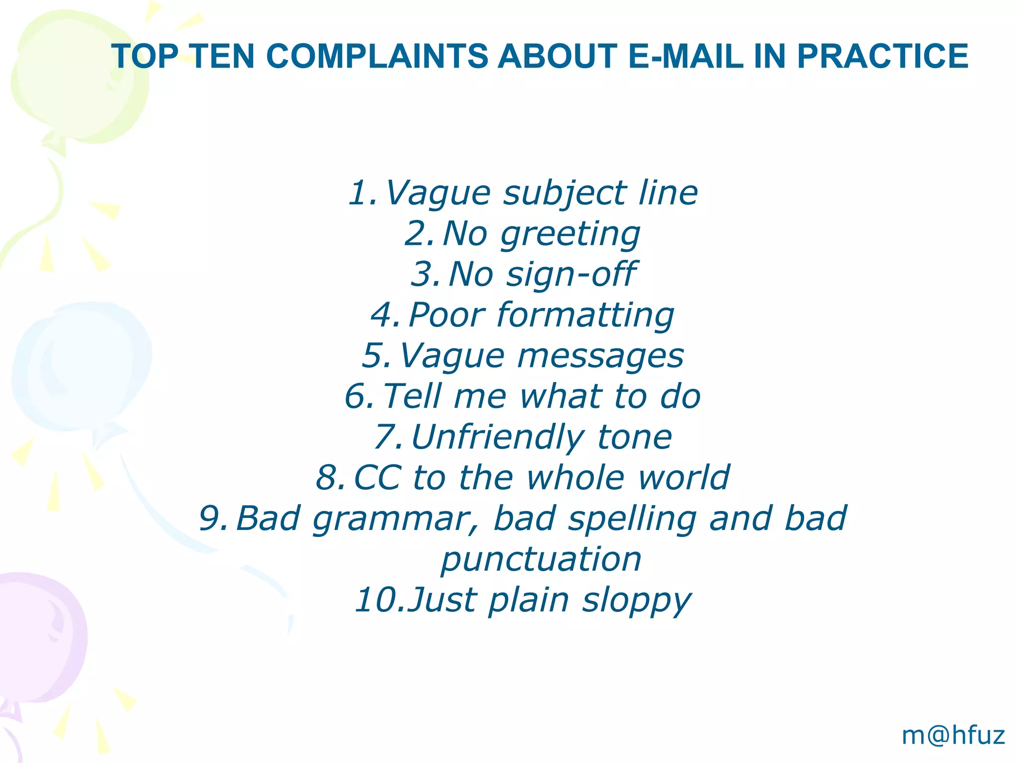 EMAIL WRITING (Business Communication) | PPTX | Email | Internet