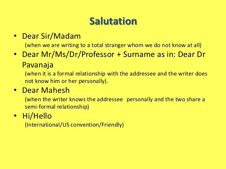 Formal Salutation Examples