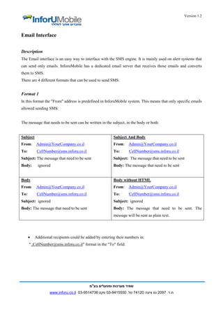 Email2SMS - InforuMobile | PDF | Email | Internet