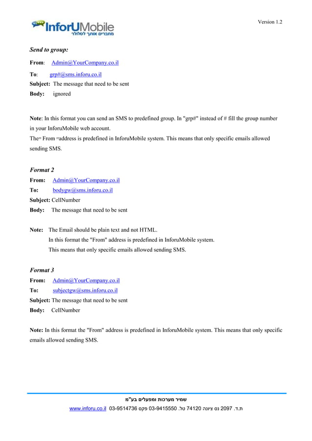Email2SMS - InforuMobile | PDF | Email | Internet