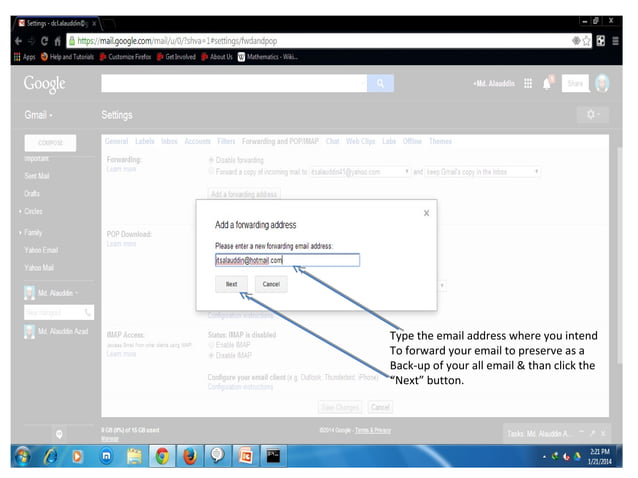 Email account forwarding process using gmail account | PPT