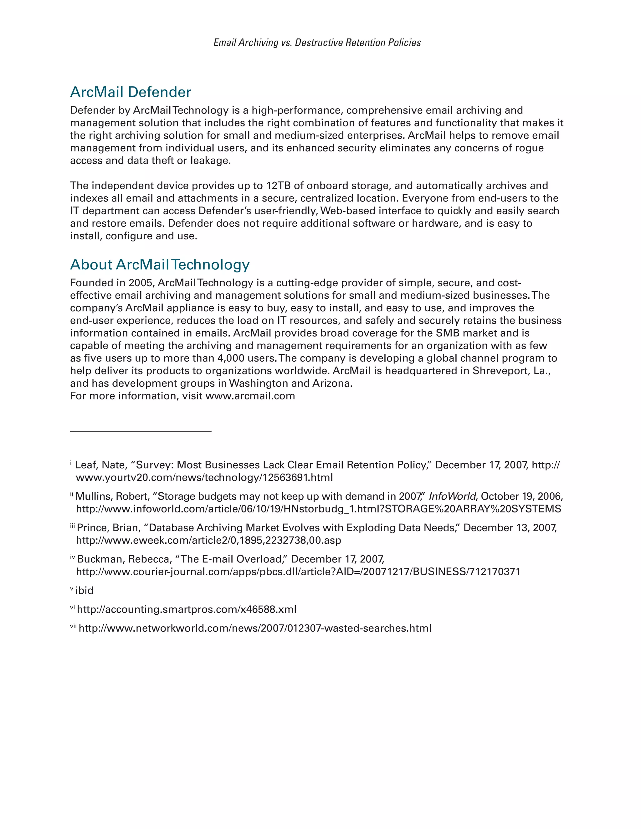 Email archiving vs. destructive retention policies | PDF