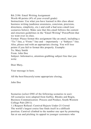 Email Assignment Grading Criteria – 40 points· Content (15 poi.docx