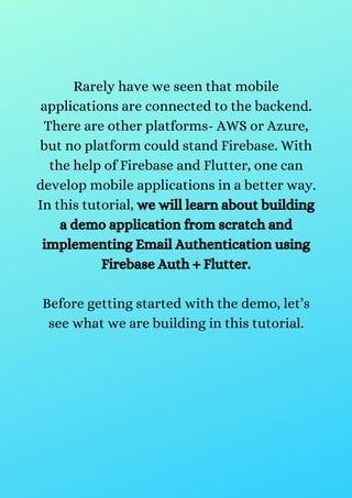 Email authentication using firebase auth + flutter | PDF