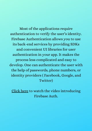 Email authentication using firebase auth + flutter | PDF