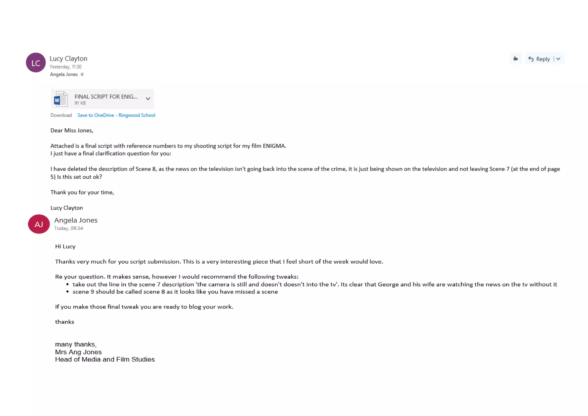 Email clarification | DOCX