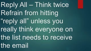 Email Etiquette - duration of presentation is 3 minutes | PPTX | Email ...