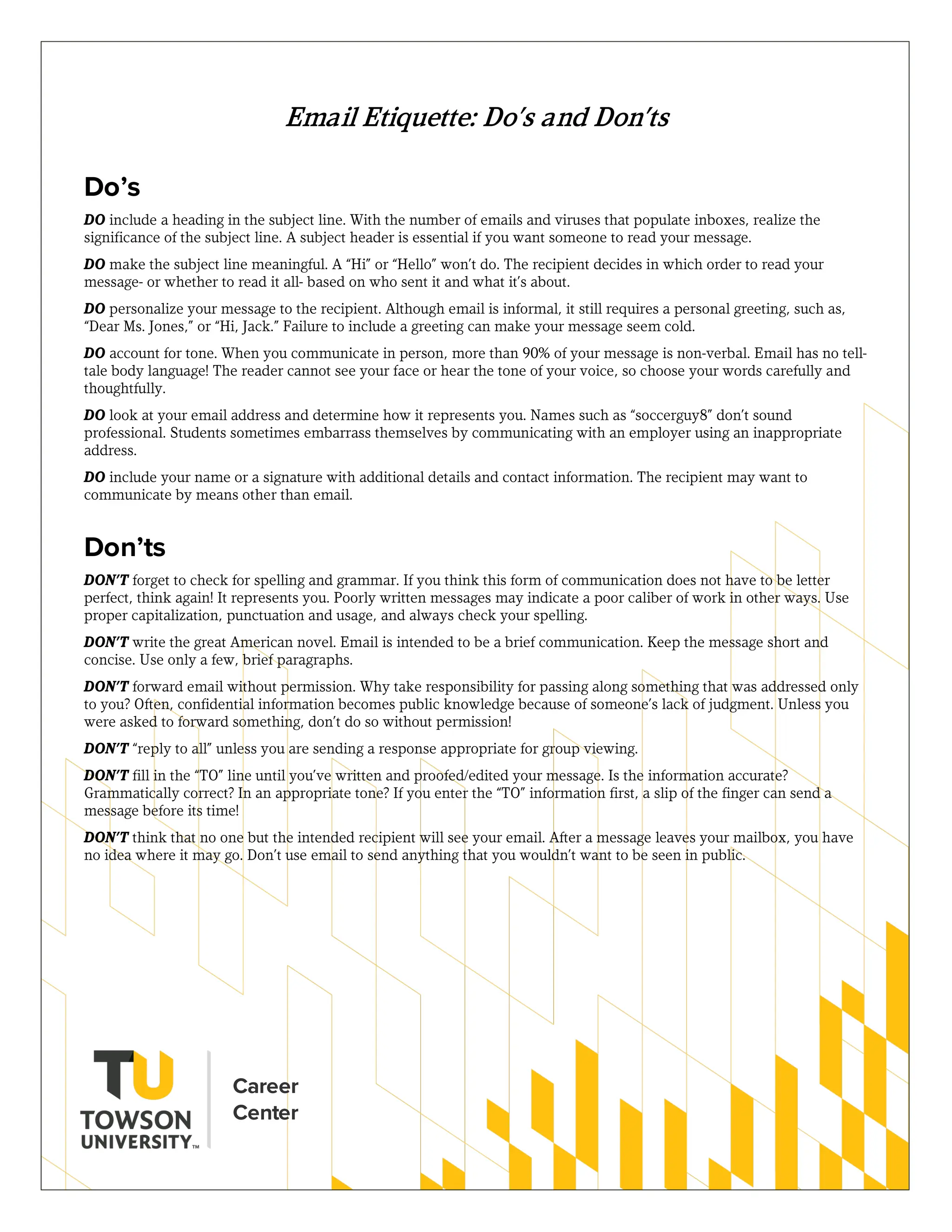 email_etiquette.pdf for professional students | PDF