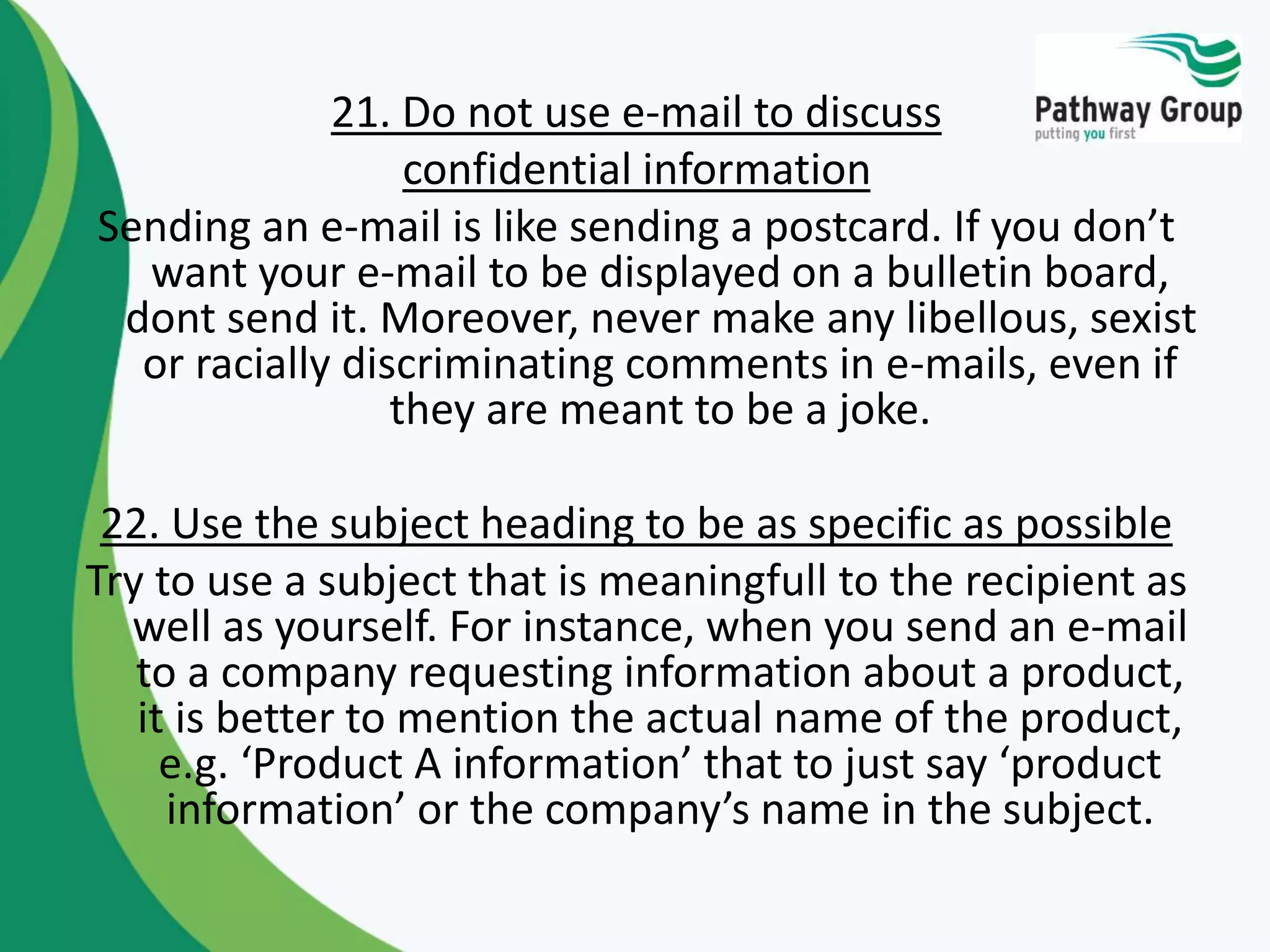 Email etiquette and effective email use guidance for staff and ...