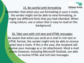 Email etiquette and effective email use guidance for staff and ...