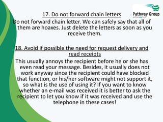 Email etiquette and effective email use guidance for staff and ...