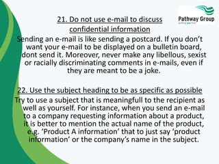 Email etiquette and effective email use guidance for staff and ...