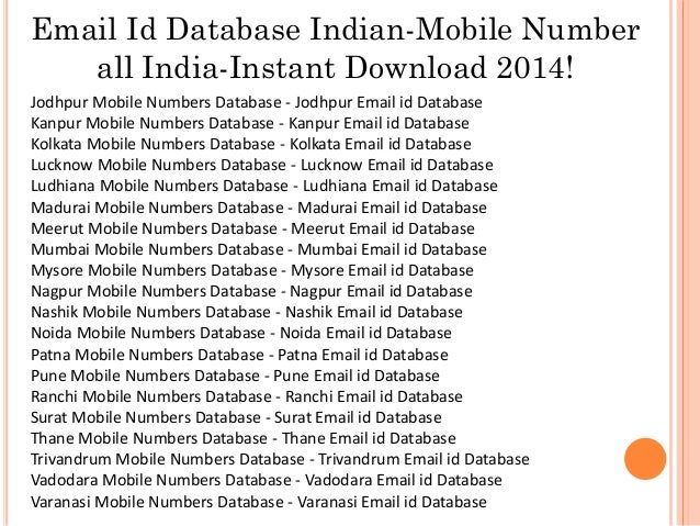 Email id database indian mobile number all india-instan tdownload 201…