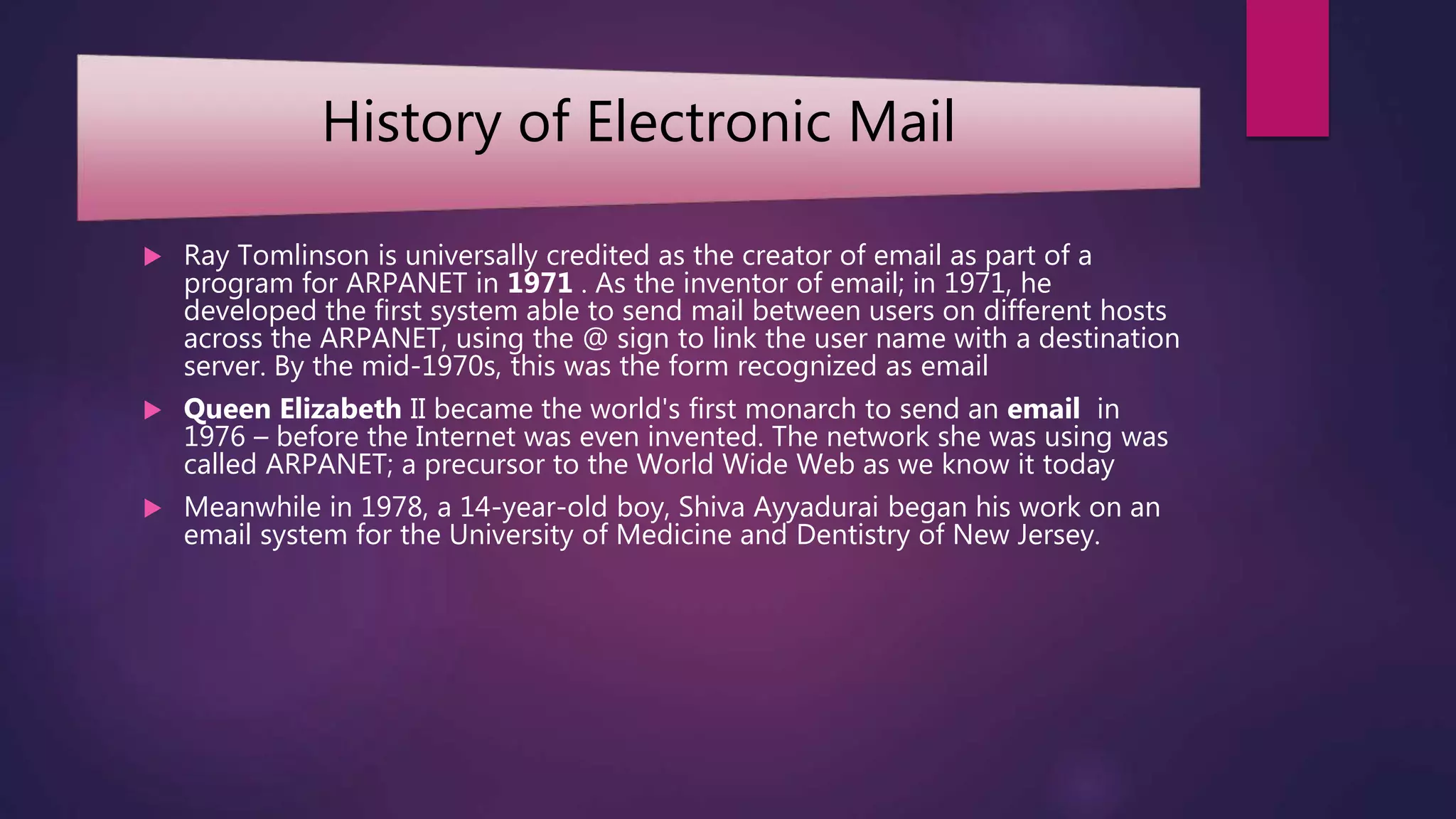 History of Email PowerPoint presentation | PPTX