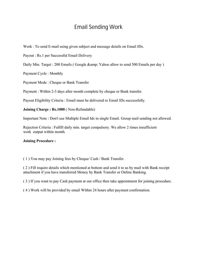 Email sending work | PDF