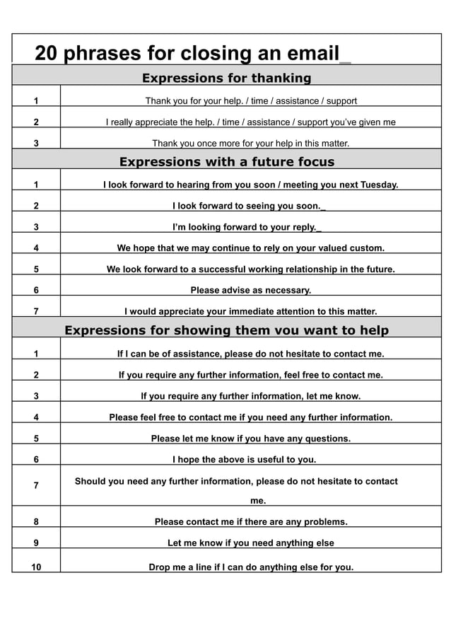 Email Sentences and Phrases.pdf | Email | Internet