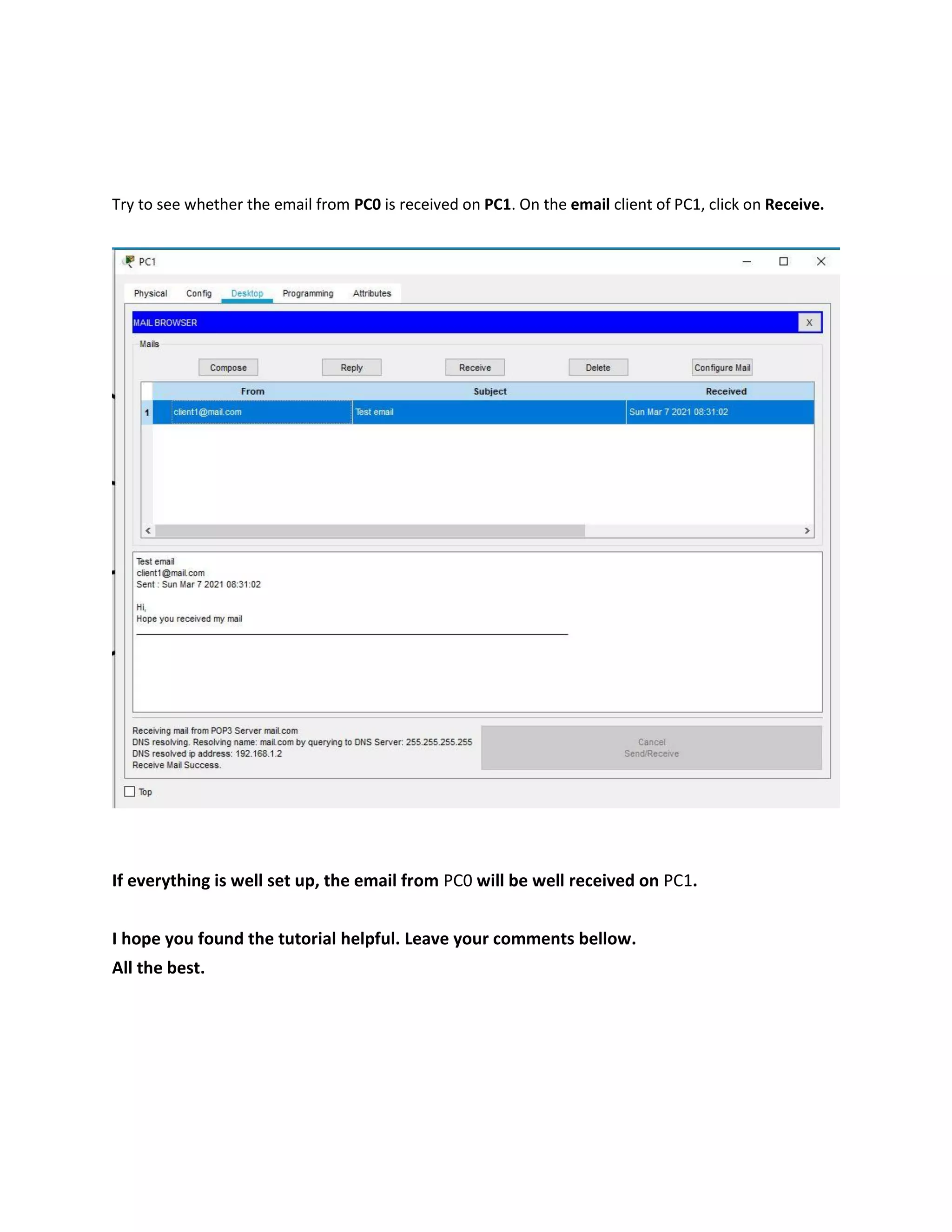Email server configuration on cisco packet tracer | PDF