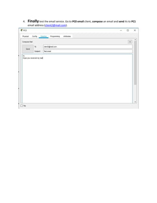 Email server configuration on cisco packet tracer | PDF