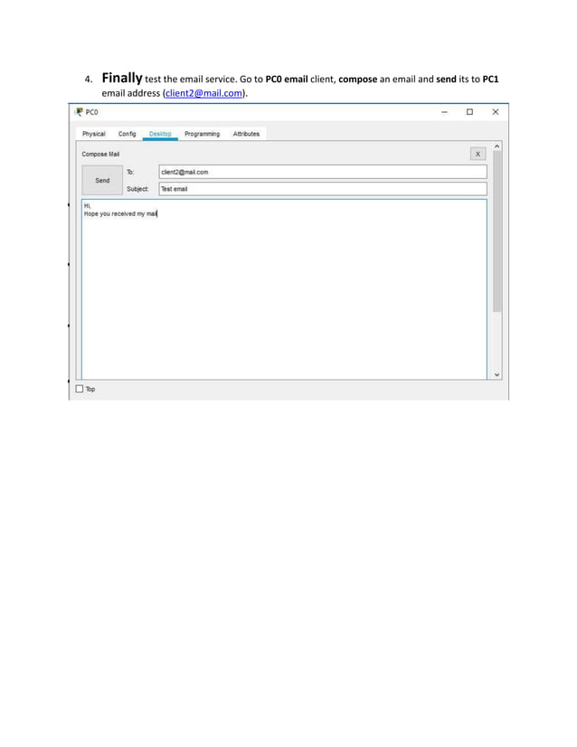 Email server configuration on cisco packet tracer | PDF