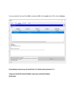 Email server configuration on cisco packet tracer | PDF