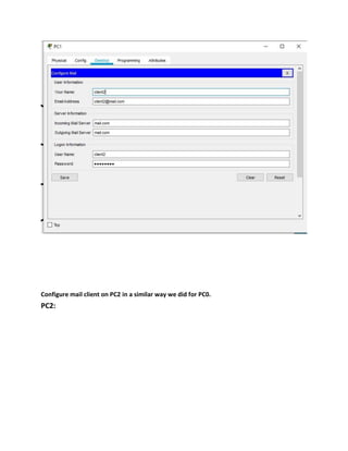 Email server configuration on cisco packet tracer | PDF