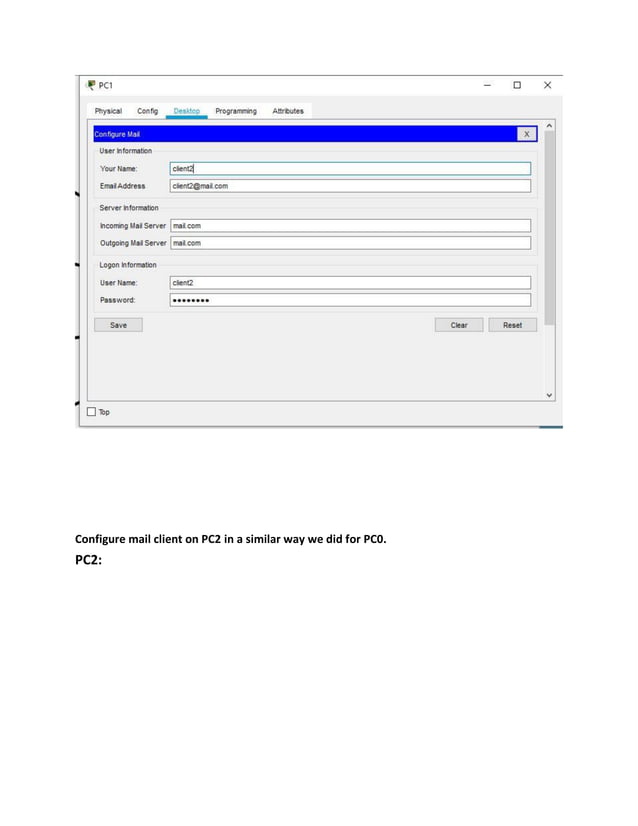 Email server configuration on cisco packet tracer | PDF
