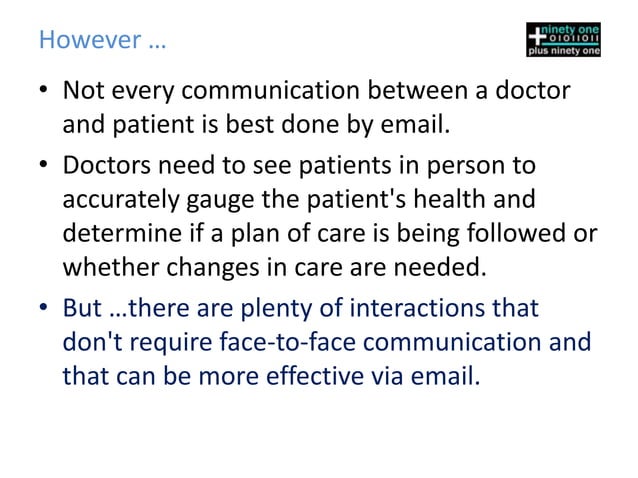 Emails for Improved Doctor Patient Communication | PPT