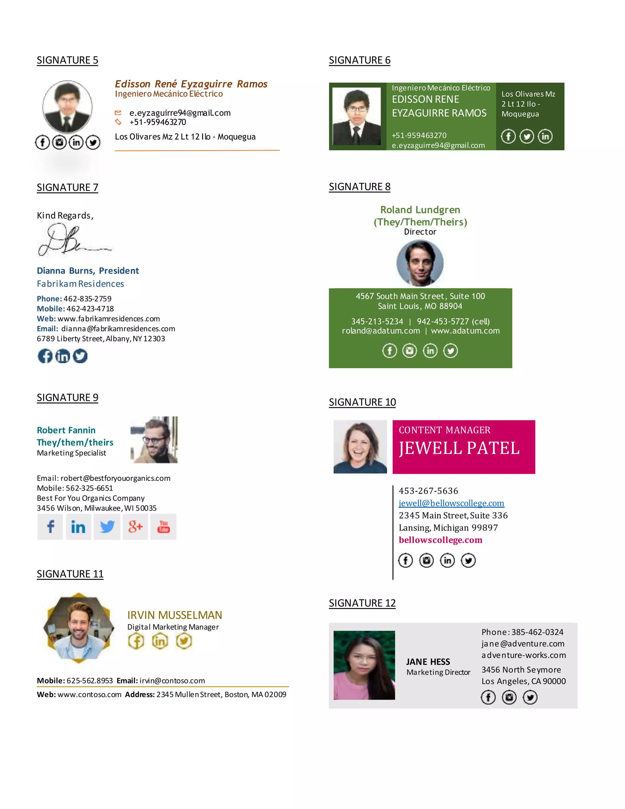 Email signature gallery template | DOCX