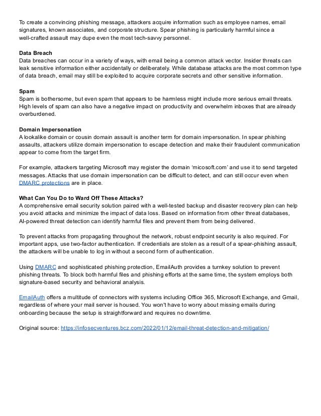 Email threat detection and mitigation | PDF
