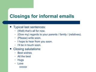 Email writing informal | PPT