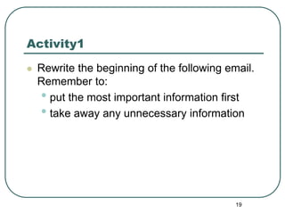 Email Writing - ppt to Teach Email Writing to B1 to C1 level students | PDF