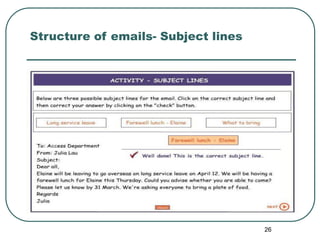 Email Writing - ppt to Teach Email Writing to B1 to C1 level students | PDF