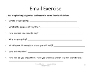 Email writing exercises | PPTX