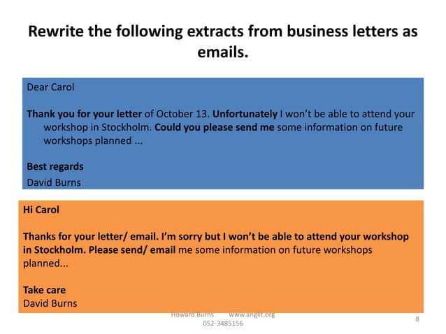 Email writing exercises | PPTX