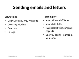 Email writing exercises | PPTX