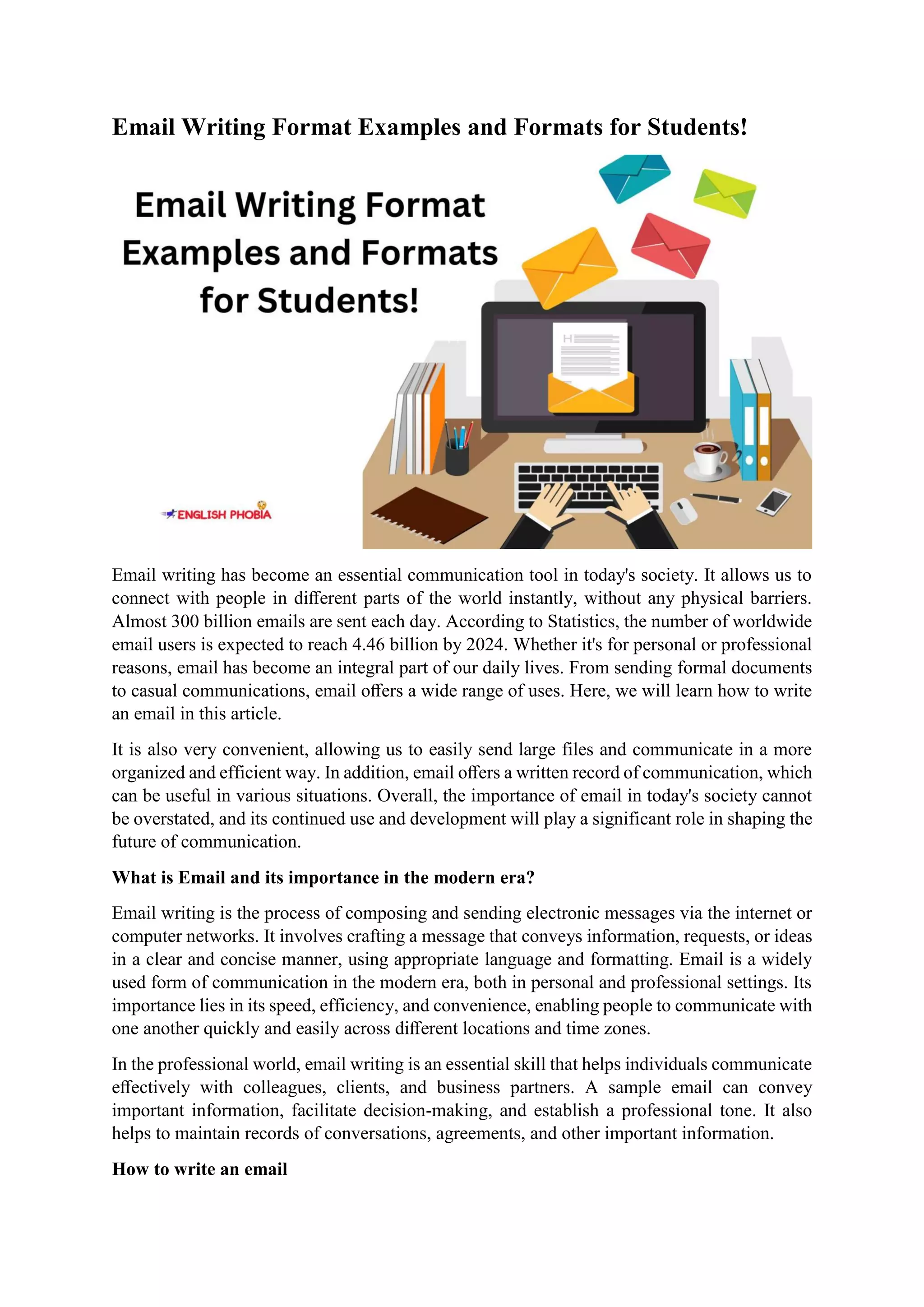 Email Writing Format Examples and Formats for Students! | PDF